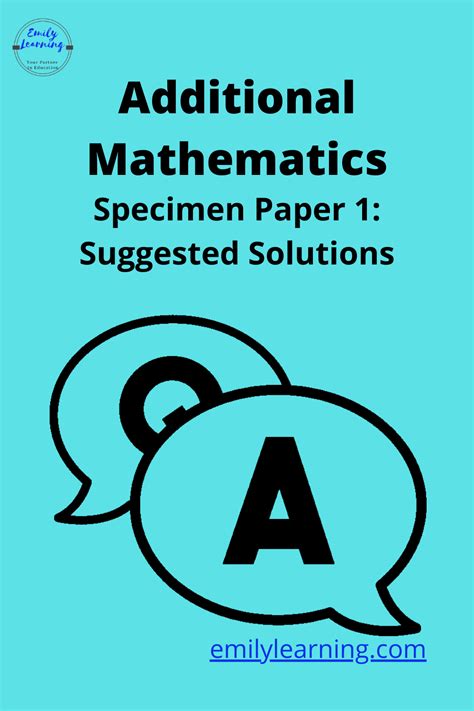 Suggested Answer For O Level Add Math Specimen Paper 1 Emily Learning