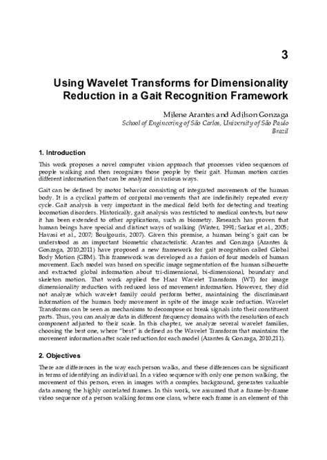 Pdf Using Wavelet Transforms For Dimensionality Reduction In A Gait Recognition Framework