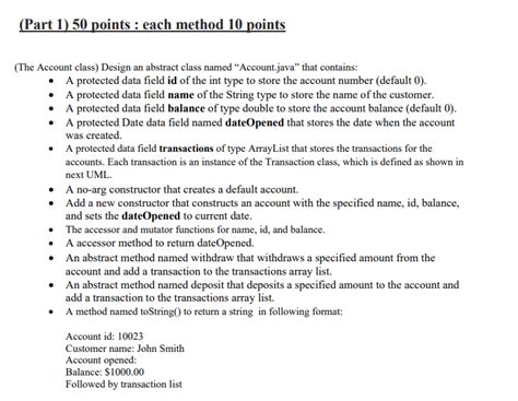 solved the account class design an abstract class named