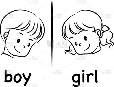 向量卡通男孩和女孩厕所性别标志素材 花瓣网