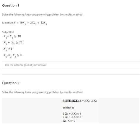 Solved Solve The Following Linear Programming Problem By