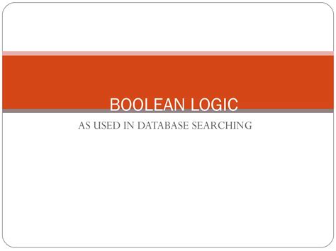 Boolean Logic Ppt