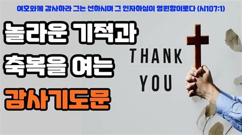 영혼이 살아나는 감사의 기도 L 놀라운 기적과 축복을 여는 감사기도문 감사기도 기도문 Youtube