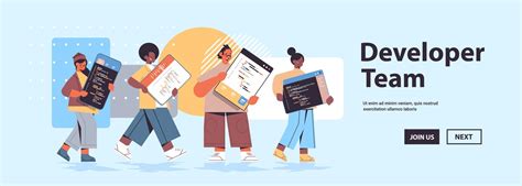 Premium Vector Mix Race Web Developers Creating Program Code Development Of Software And