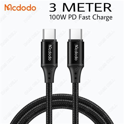 Kabel Cas Type C To Tipe C 3 METER Cable Data C To C 100W PD Fast Charging 5A Original MCDODO CA