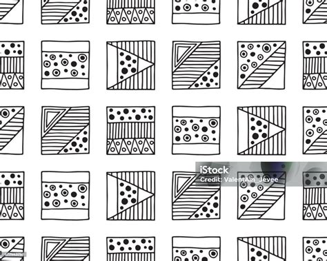 원활한 벡터 패턴입니다 흑인과 백인 기하학적 배경 손으로 그려 장식 부족 요소 인종 민족 전통 모티브 인쇄 그래픽 벡터 일러스트입니다 0명에 대한 스톡 벡터 아트 및 기타