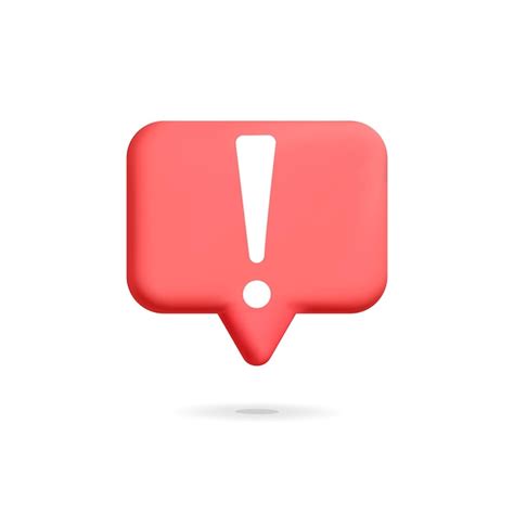 3d 벡터 만화 렌더링 빨간색 위험 경고 경고 팝업 연설 거품 알림 디자인 아이콘 프리미엄 벡터