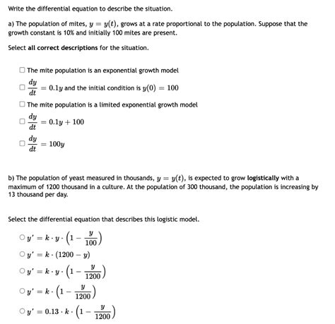 Solved Write The Differential Equation To Describe The