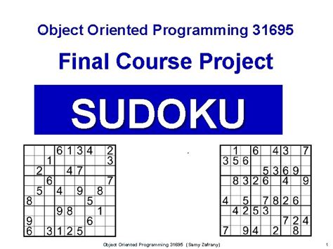 Object Oriented Programming 31695 Final Course Project Sudoku