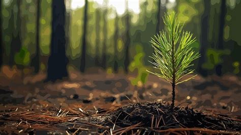 Growing Longleaf Pine Seedling In Clearing Premium Ai Generated Vector