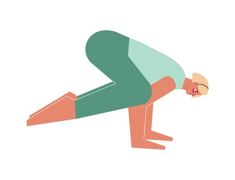 Vector Illustration With Flat Female Character Sportive Woman Learns Posture Kakasana At Yoga