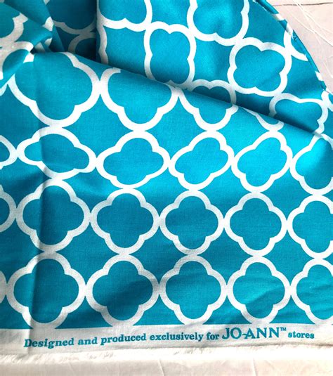 Aqua Print Cotton Fabric For Projects Etsy Uk