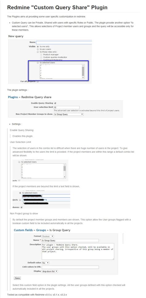 Share Custom Queries Plugins Redmine