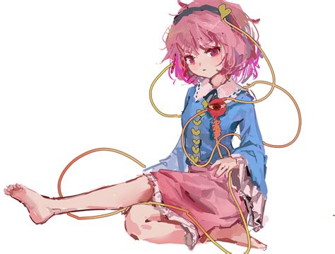 The Big Imageboard Tbib 1girl Bare Legs Barefoot Blue Shirt Breasts Feet Full Body Hair