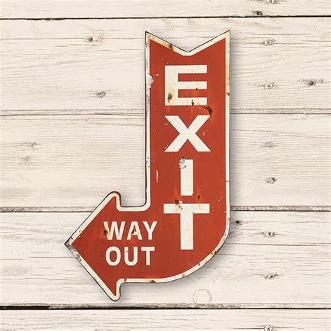 Metal Arrow Exit Sign Exit Sign Antique Farmhouse Arrow Signs