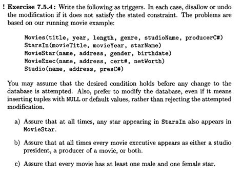 solved write the following as triggers in each case