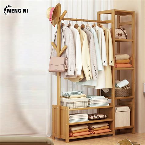 Mengni ราวแขวนเสื้อผ้า ราวแขวนเสื้อผ้า ราวไม้อเนกประสงค์ ราวแขวนเสื้อผ้า ราวแขวนเสื้อผ้า ชั้นวาง