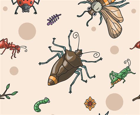 Insect And Bug Seamless Pattern Vector Art And Graphics