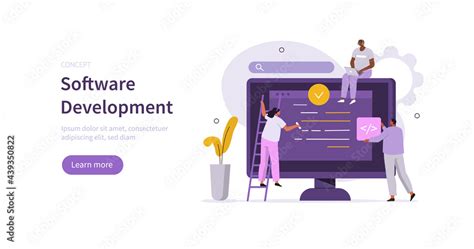 People Characters Working Together And Developing New Software Developers Team Programming And