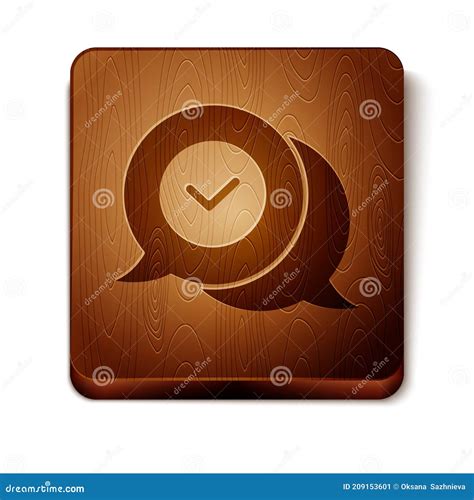 Brown Check Mark In Speech Bubble Icon Isolated On White Background Security Safety
