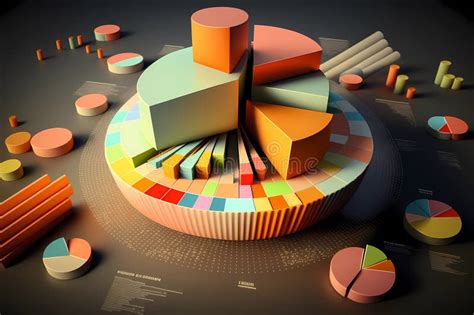 Abstract Presentation Of Graph Chart Pie In 3d Geometric To Represent Business Financial Success