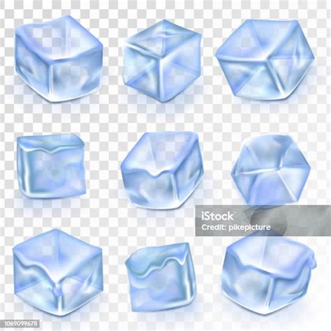 아이스 큐브 격리 Transpatrent 벡터 서 리 동결 디자인 효과입니다 깨끗 한 차가운 크리스탈입니다 현실적인 푸른 얼음 물 블록 아이콘 설정된 그림 젖은에 대한 스톡
