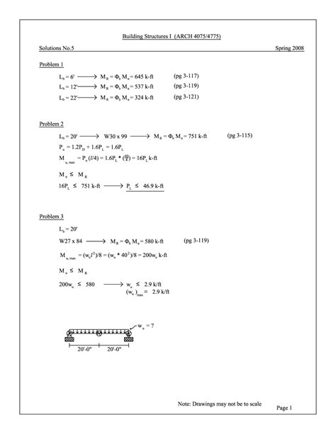 Problem Set 5 With Solutions Building Structures 2008 Arch 4075 Docsity