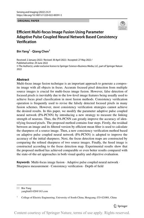 efficient multi focus image fusion using parameter adaptive pulse
