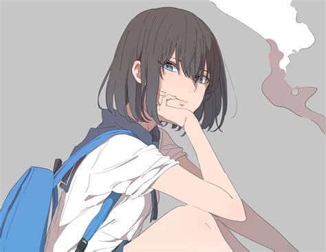 28 Anime Girl With Short Black Hair Wallpaper Baka Wallpaper