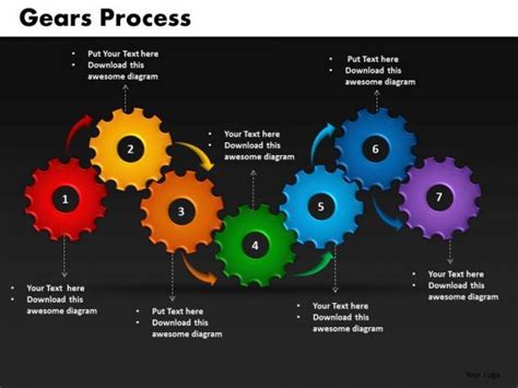 Business Circular Charts PowerPoint Templates Teamworks Gears Process Ppt Slides