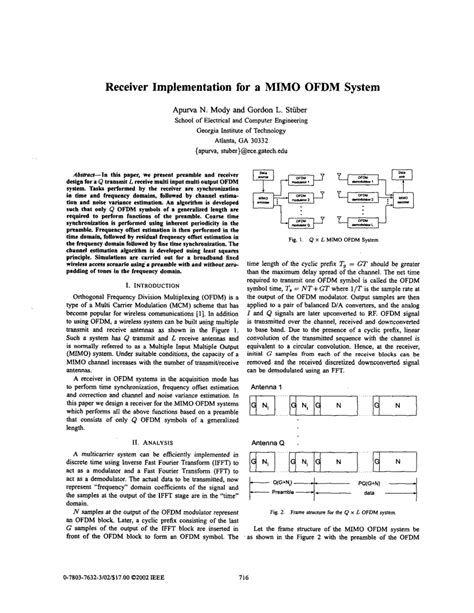 Pdf Receiver Implementation For A Mimo Ofdm System