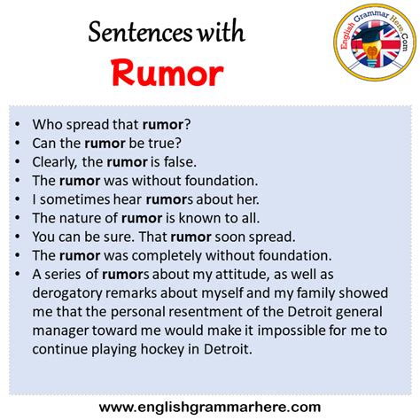 Sentences With Rumor Rumor In A Sentence In English Sentences For