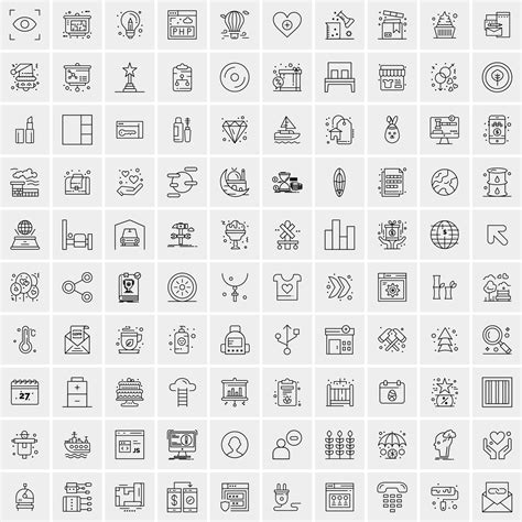 Pack Of 100 Universal Line Icons For Mobile And Web 14581058 Vector Art