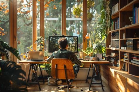 Premium Photo Remote Worker In A Modern Home Office