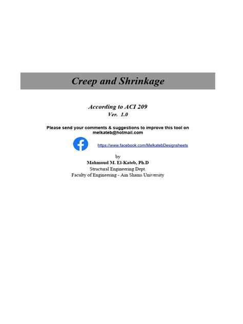 Aci Creep And Shrinkage V1 0 Pdf Concrete Creep Deformation