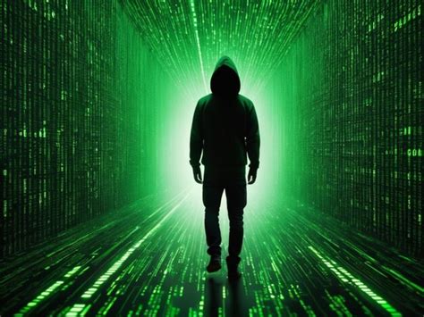 Cyber Security Hacker With Binary Background Premium Ai Generated Image