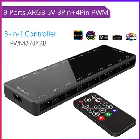 Fan Rgb Hub Controller | Argb Pc 3 Pin Controller | Argb Pc Fan ...