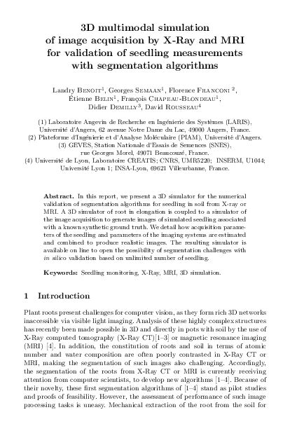 Pdf 3d Multimodal Simulation Of Image Acquisition By X Ray And Mri For Validation Of Seedling
