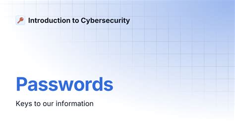 Passwords Introduction To Cybersecurity