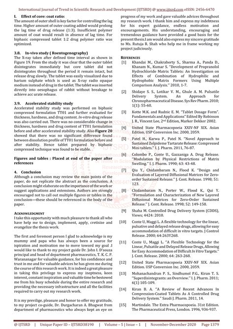 Formulation And Development Of Modified Release Biphasic Compressed Tablet Of Propranolol