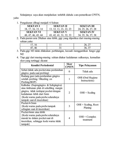Pemeriksaan Cpitn Pbi And Tooth Mobility Docx