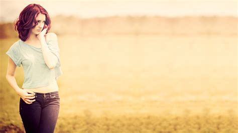 Shirt Depth Of Field Pants Redhead Belly Susan Coffey Jeans Green Eyes Women Field Hd