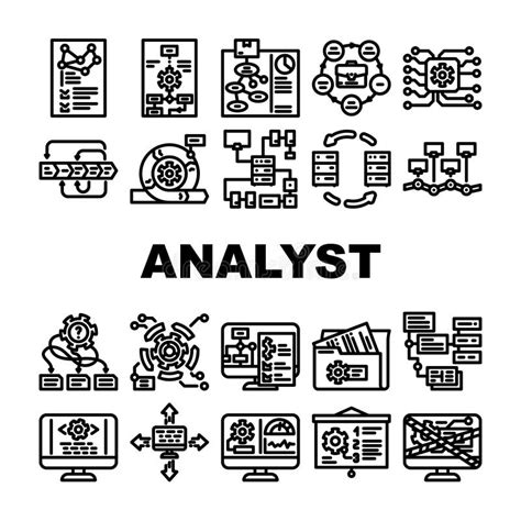System Analyst Data Business Icons Set Vector Stock Vector