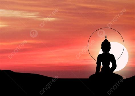 仏のシルエットの空の背景イラストの夕日のグラデーション 仏様 シルエット 空背景壁紙画像素材無料ダウンロード Pngtree