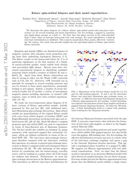 Pdf Kitaev Spin Orbital Bilayers And Their Moir E Superlattices