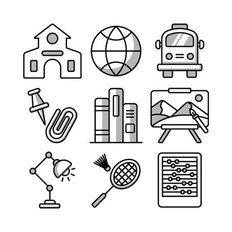 손으로 그린 교육 아이콘 세트 프리미엄 벡터