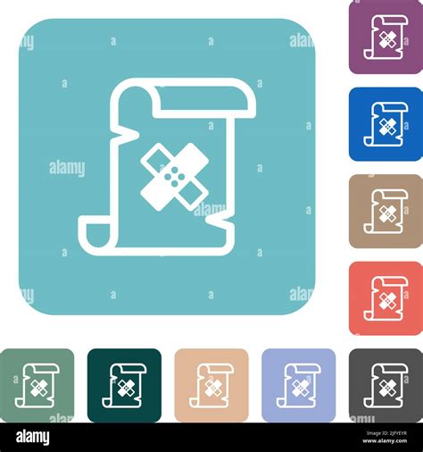 script patch white flat icons on color rounded square backgrounds stock