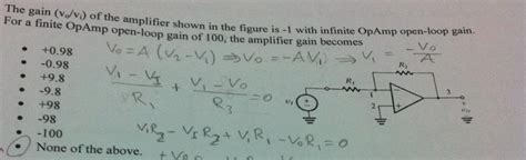 Solved The Gain V0vi Of The Amplifier Shown In The Figure