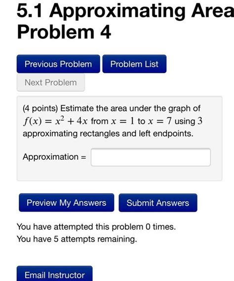Solved 51 Approximating Area Problem 4 Previous Problem