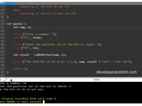 C Program To Check Whether Nth Bit Is Set Or Not